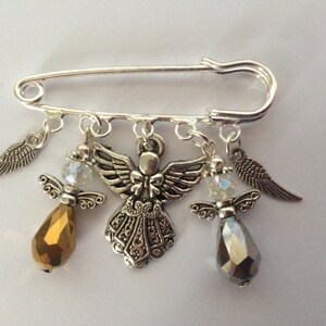 BEAUTIFUL GUARDIAN ANGEL Silver Tone Kilt Pin Brooch Scarf Pin Angel ...