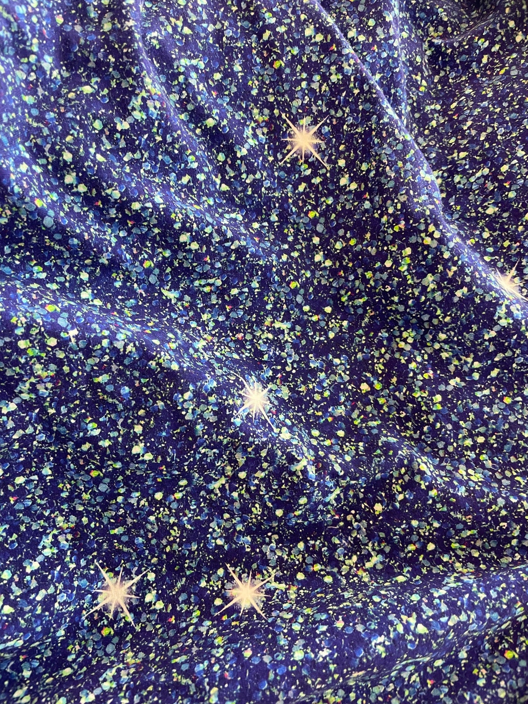 Denim Glitter Faux Glitter Cotton Lycra KNIT by the Yard - Etsy