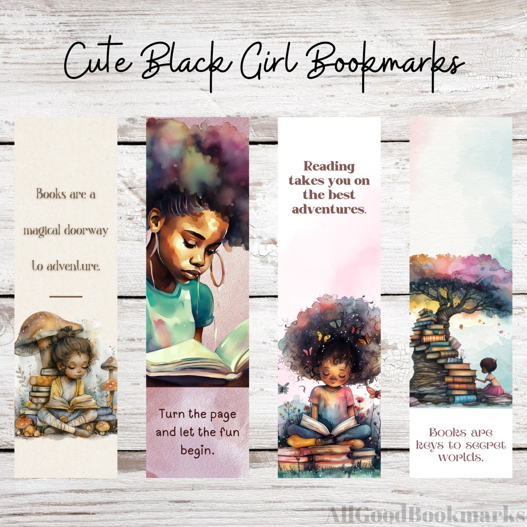 Printable Bookmarks | Little Black Girls Reading | Whimsical Kids ...