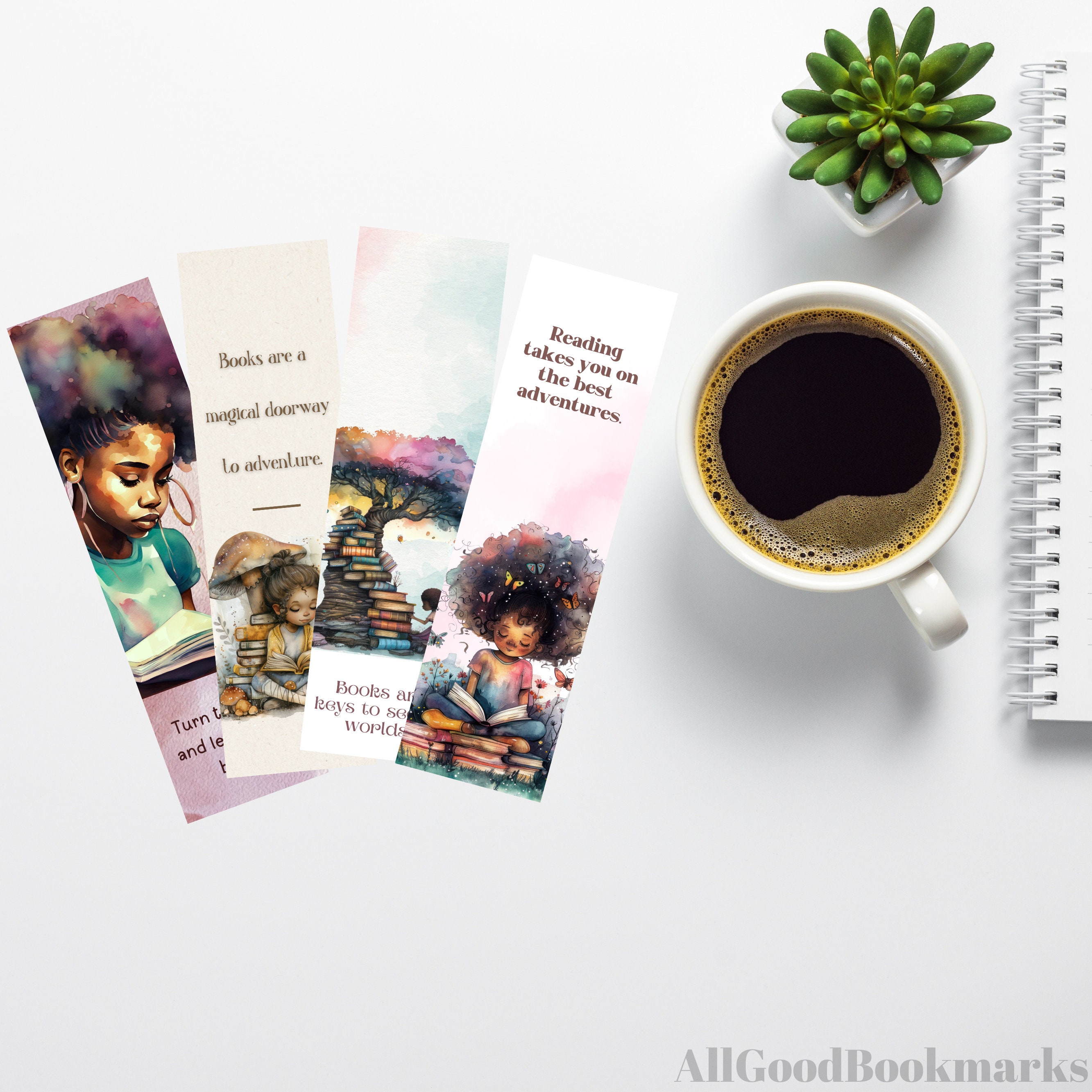 Printable Bookmarks | Little Black Girls Reading | Whimsical Kids ...