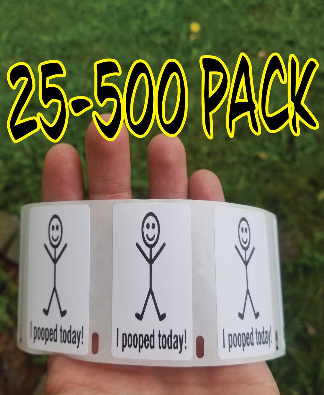 I POOPED TODAY Happy Guy 25-1000 Pack Stickers Gag Prank Sticker Decal ...