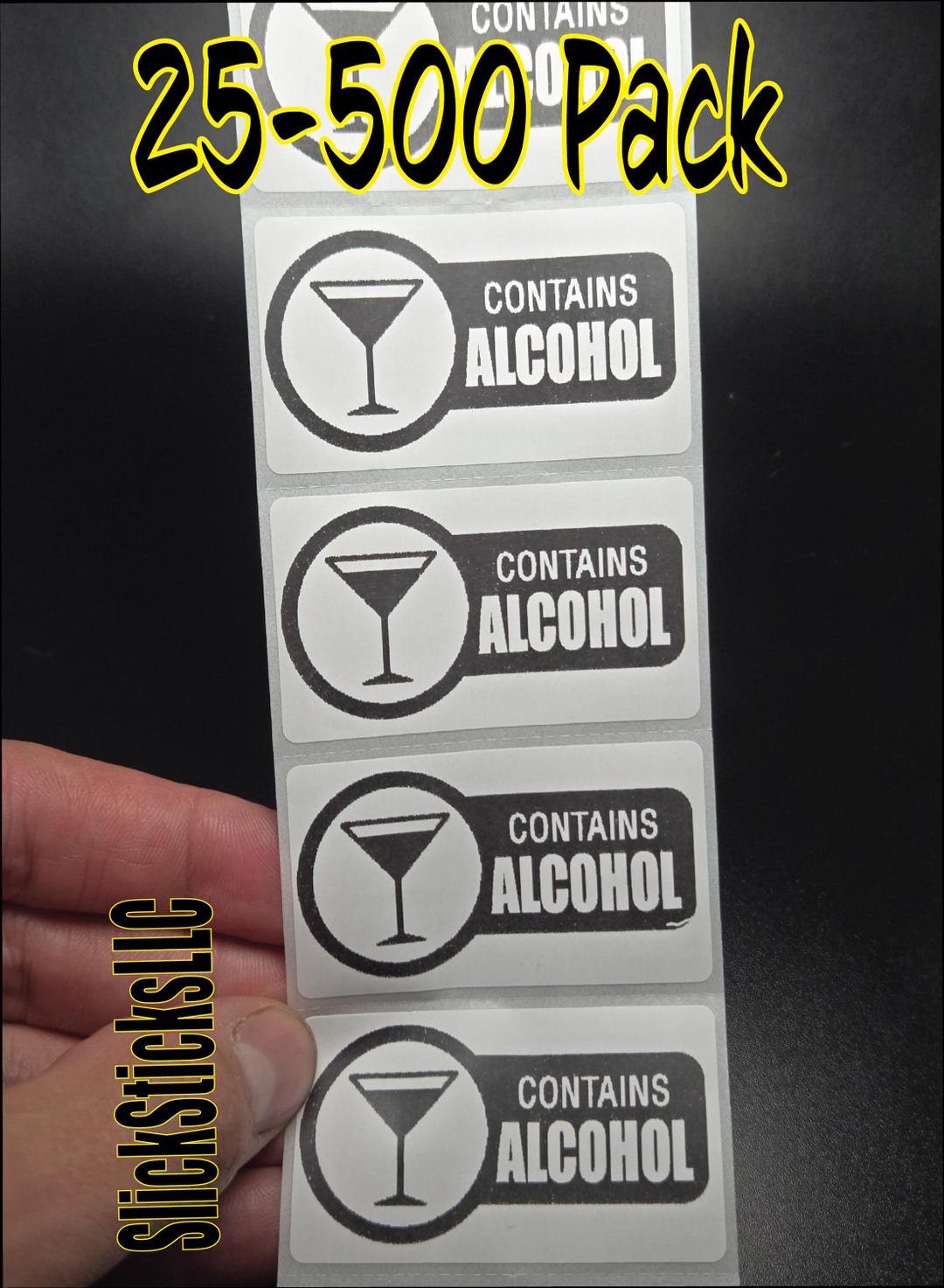 CONTAINS ALCOHOL 25-500 Warning Labels Decal Gag PARTY Stickers Gag ...