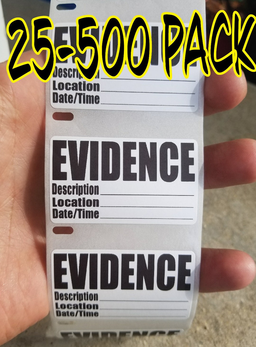 EVIDENCE COLLECTION LABEL 25-500 Pack Stickers Gag Prank Police Fbi Csi ...