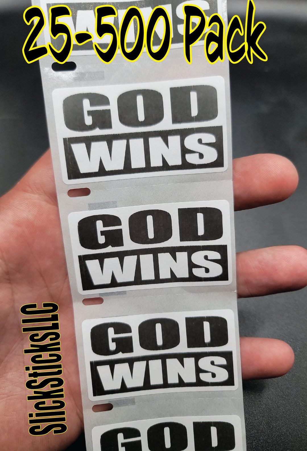 GOD WINS Stickers 25-500 Pack Decal Labels Sticker Jesus Bulk Lot ...