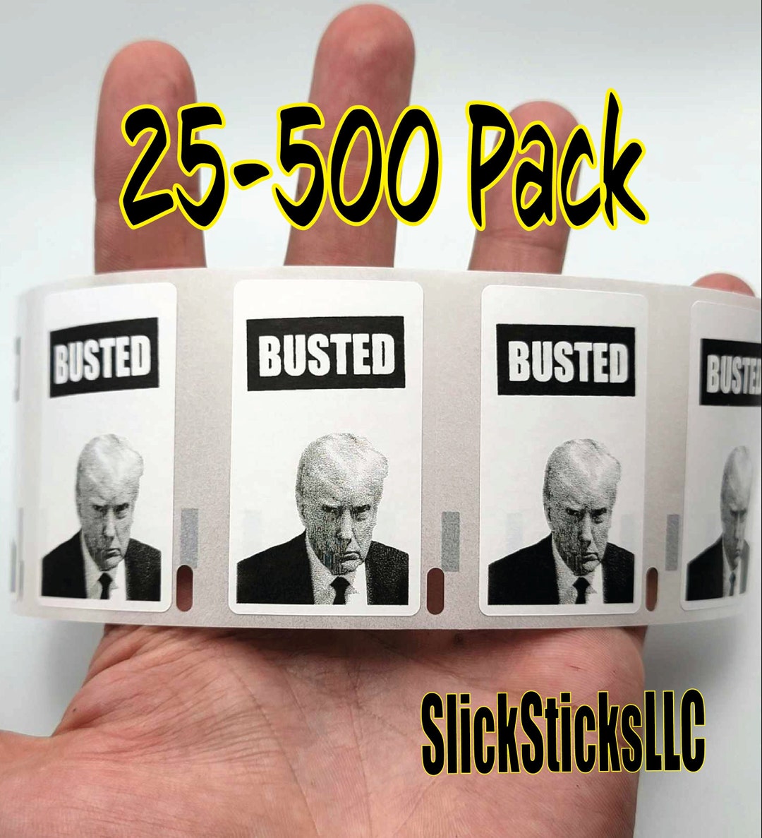 BUSTED Stickers 25-500 Pack Decal Labels Bulk Trump Guilty Mugshot Mug ...