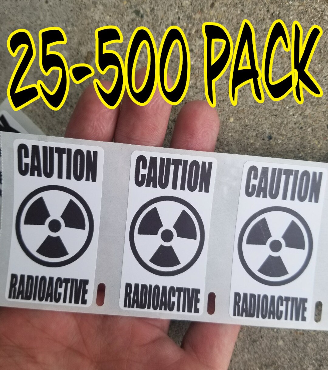 RADIOACTIVE WARNING Labels 25-500 Pack Stickers Gag Prank Sticker Decal ...