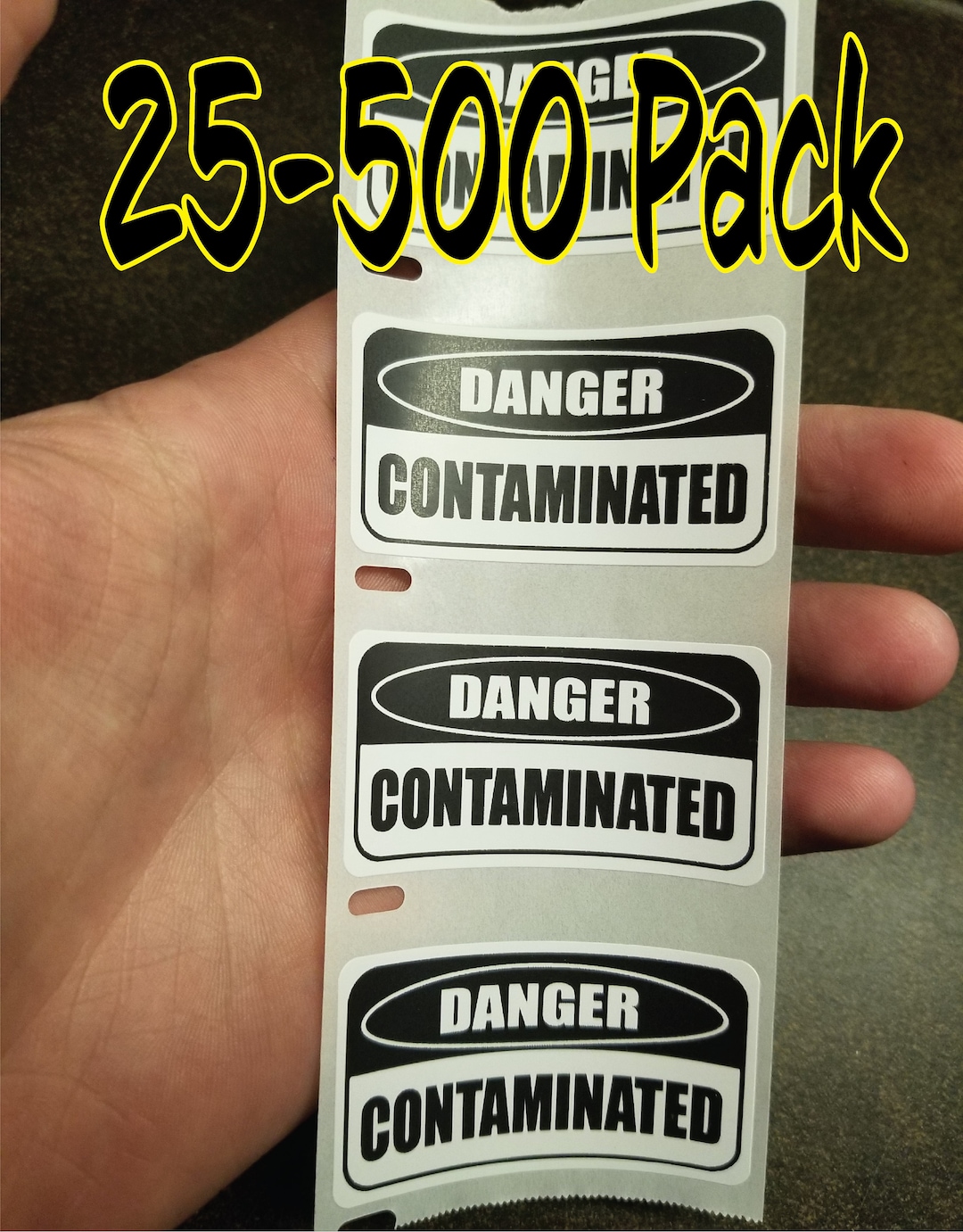 DANGER CONTAMINATED 25-500 Pack Sticker Stickers Decal Labels Bacteria ...