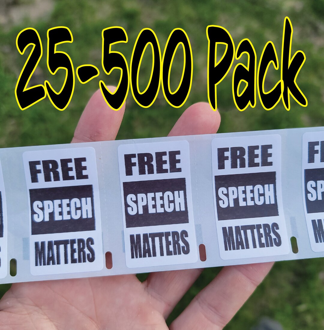 FREE SPEECH MATTERS Stickers 25-500 Pack Decals End Abolish Control ...