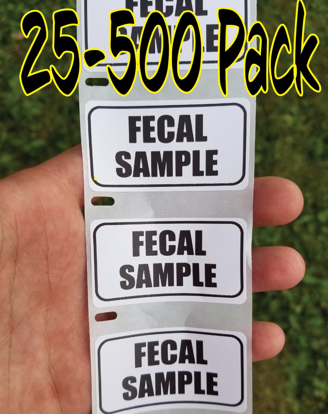 FECAL SAMPLE 25-500 Pack Stickers Gag Prank Sticker Decal Medical Label ...