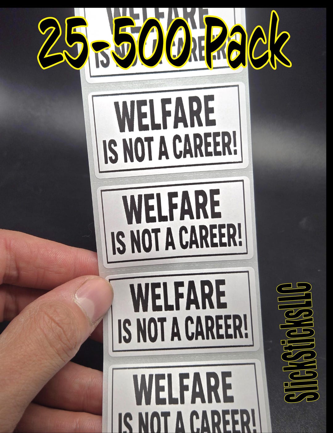 WELFARE is NOT a CAREER Stickers 25-500 Bulk Pack Sticker Labels Decal ...