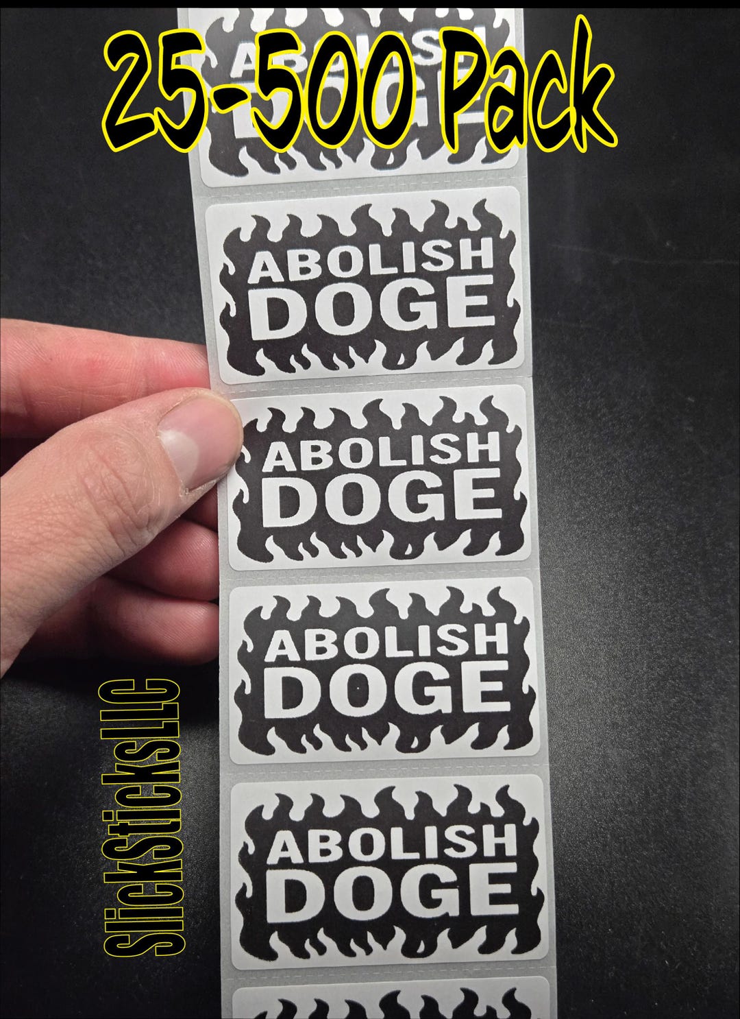 ABOLISH DOGE Stickers 25-500 Bulk Pack Decals Elect Impeach Donald Stop ...