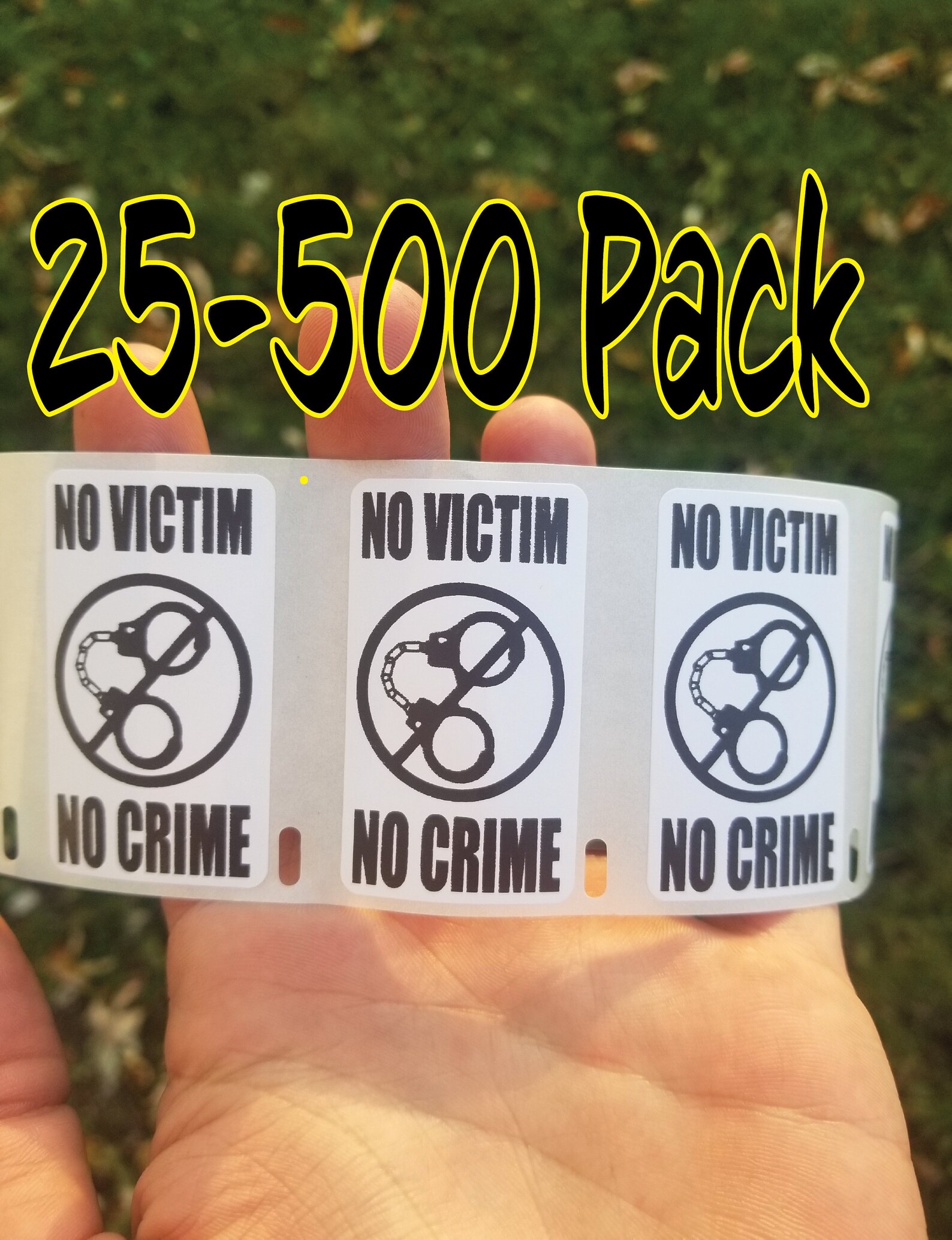 NO Victim NO CRIME 25-500 Pack Stickers Pro Legalize - Etsy UK