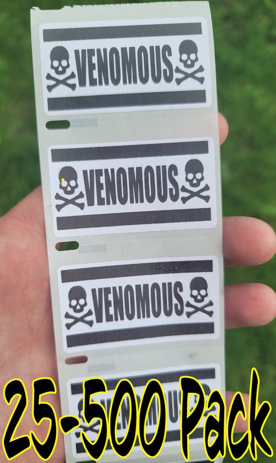 VENOMOUS WARNING Stickers 25-500 Pack Bulk Label Decal Gag - Etsy