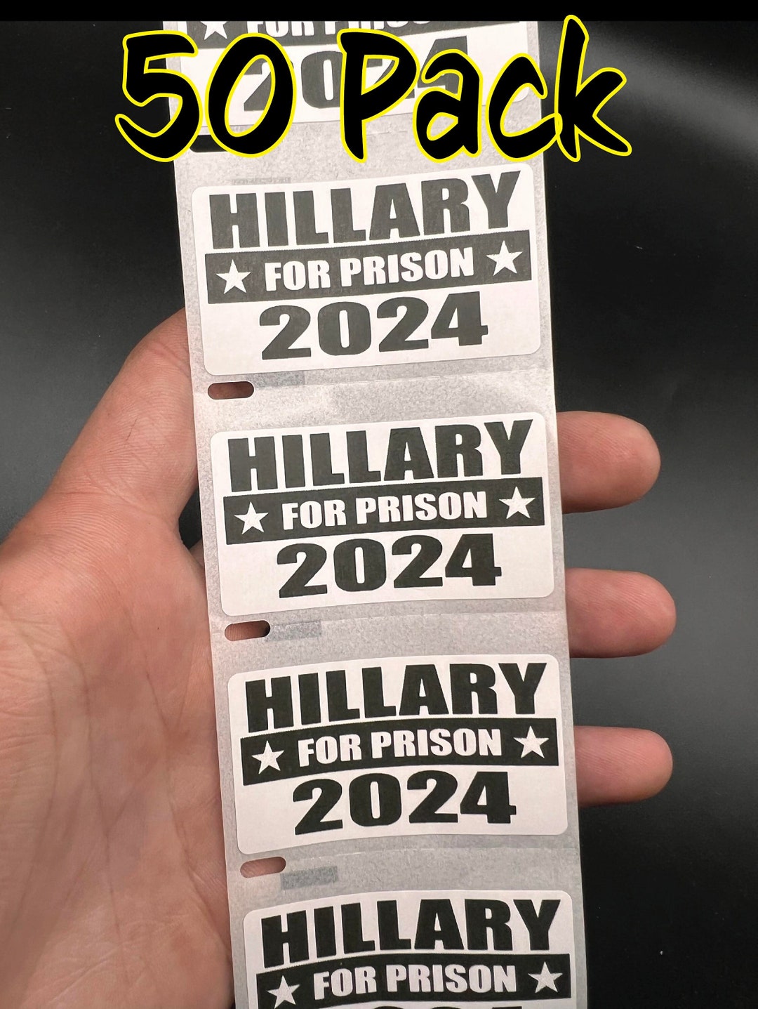 HILLARY FOR PRISON 2024 25-500 Pack Gag Political Stickers Decals ...