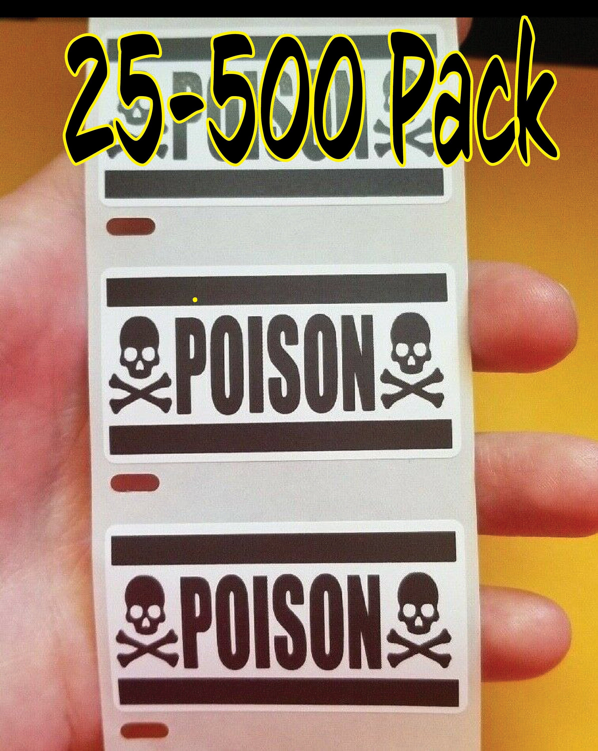 POISON WARNING STICKERS 25-1000 Pack Label Decal Gag Joke Sticker ...