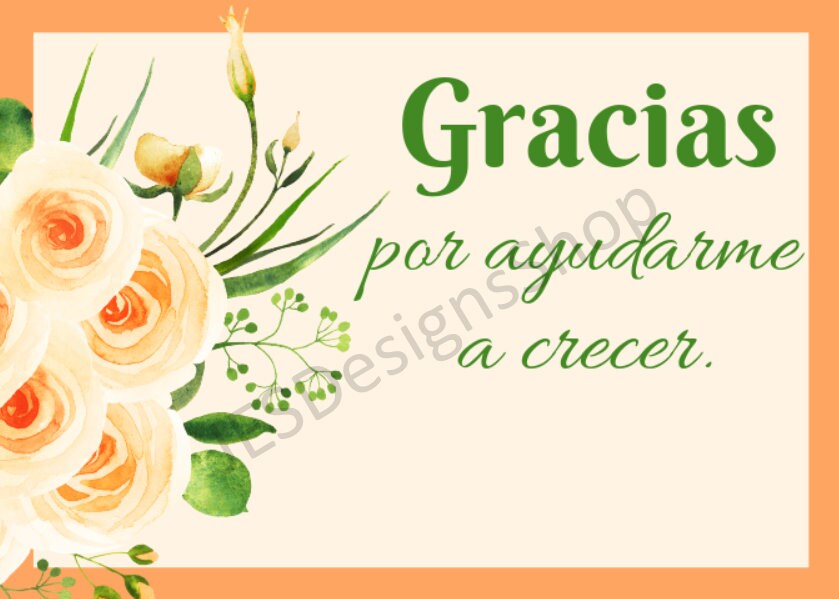 Gracias Por Ayudarme a Crecer. Thank You for Helping Me Grow. Teacher Appreciation Gift/baptism ...