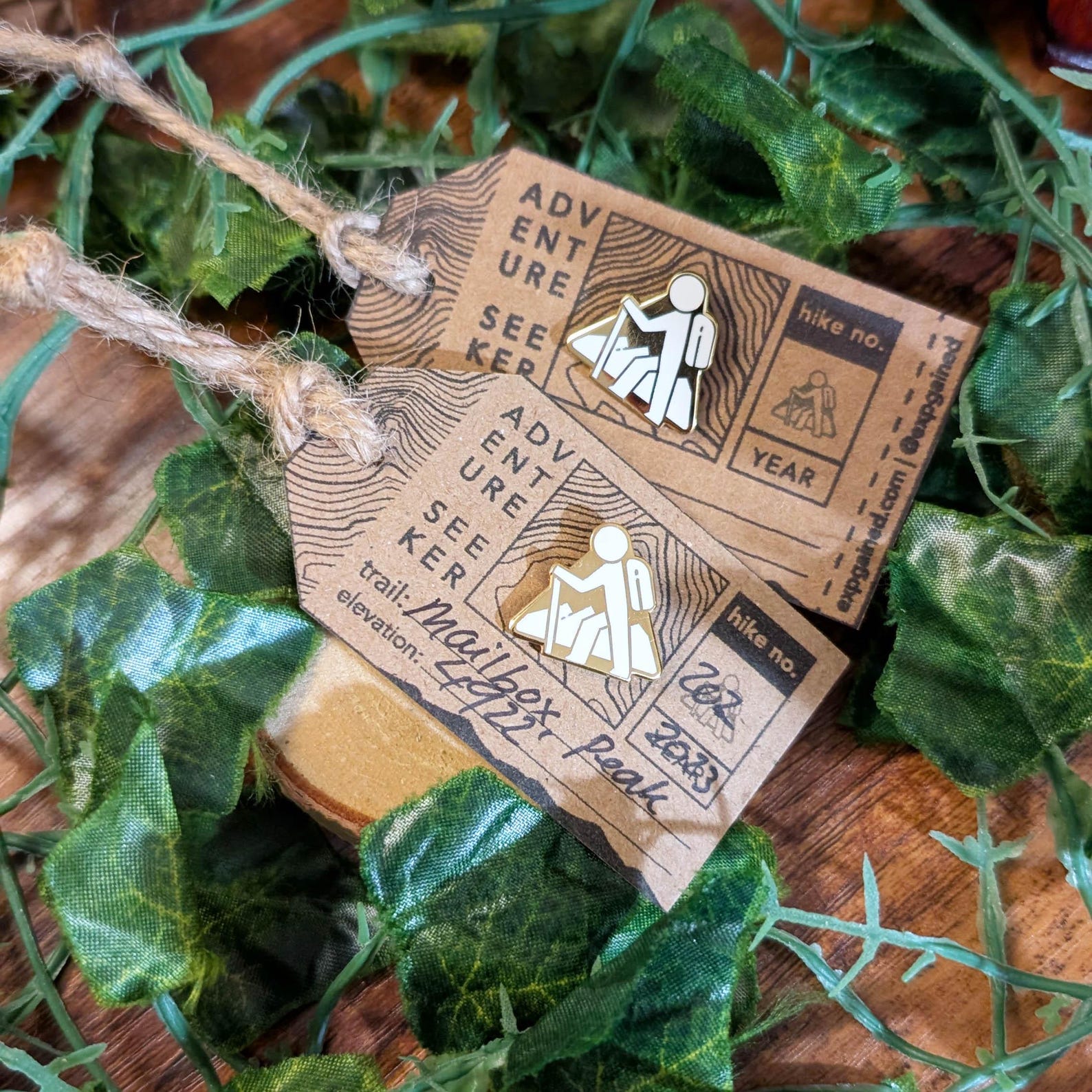 Hiking Person White Enamel Map Pin | Backpacker Adventure Mountain Pin ...