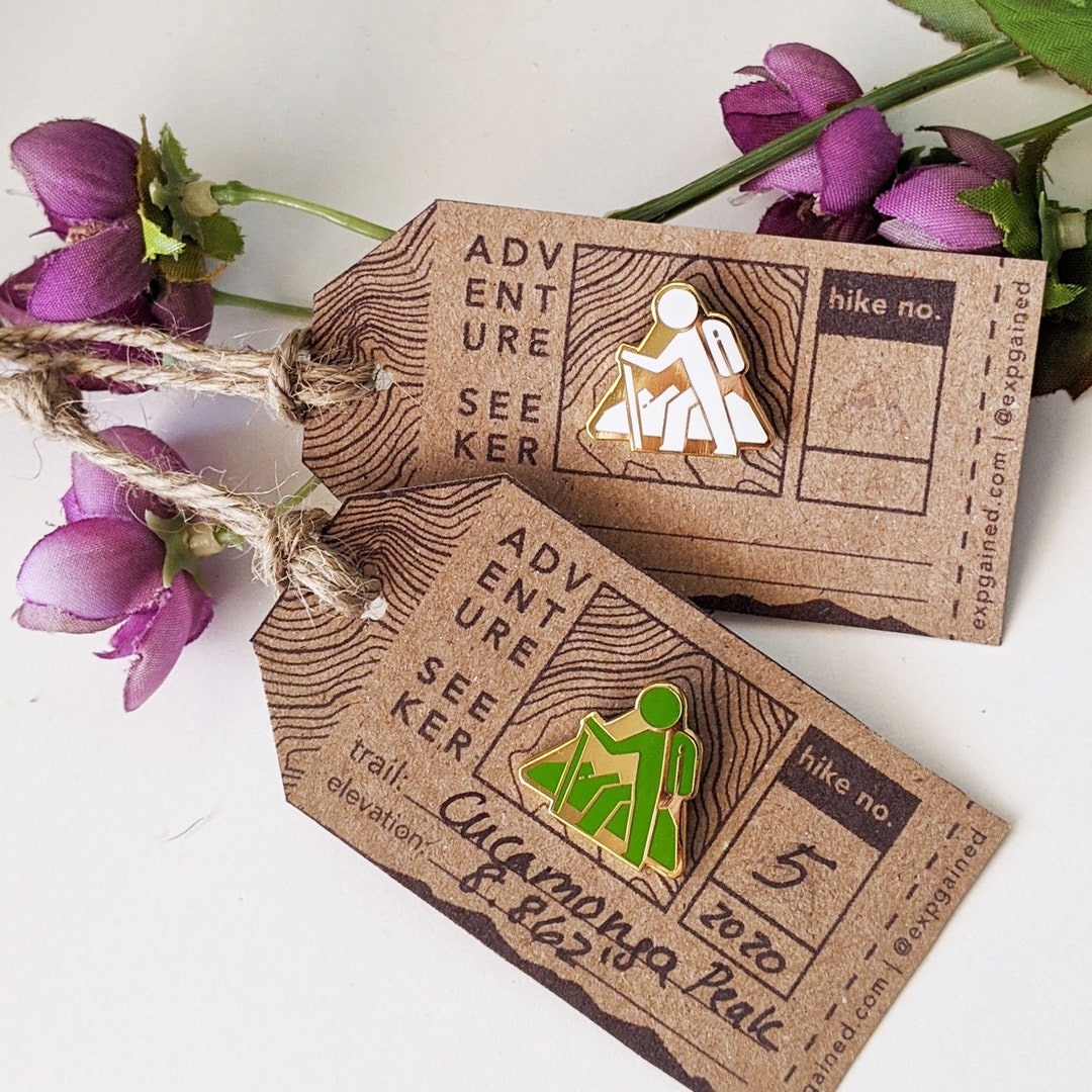 Hiking Person Hard Enamel Map Pin | Hiker Backpacker Adventure Mountain ...