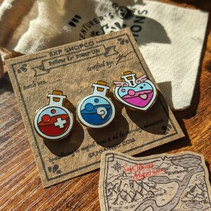 Potion Starter Bottle Pins [HP Health + MP Magic + Life/love/luck ...