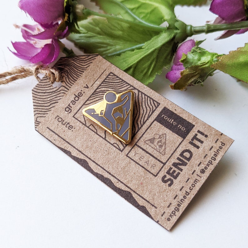 Climbing Person Hard Enamel Map Pin | Climbing Bouldering Mountain Pin ...