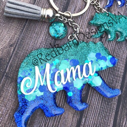 Mama Bear Keychain With Cubs - Etsy