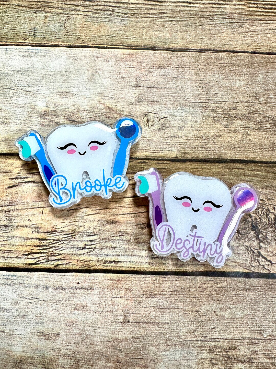 NEW Tooth With Tooth Brush/paste and Mirror Name Tag Dental Tooth Name ...