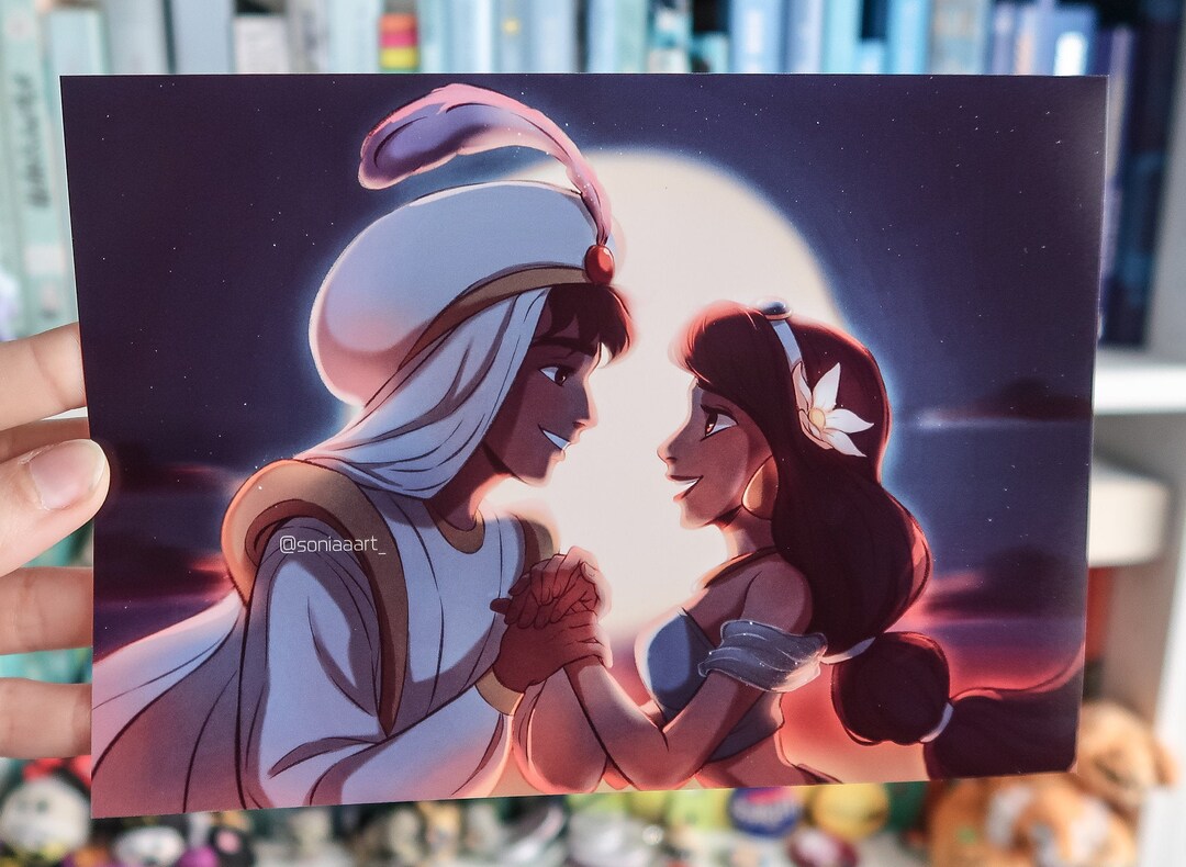Aladdin and Jasmine Illustration an Ideal World A Whole New World - Etsy