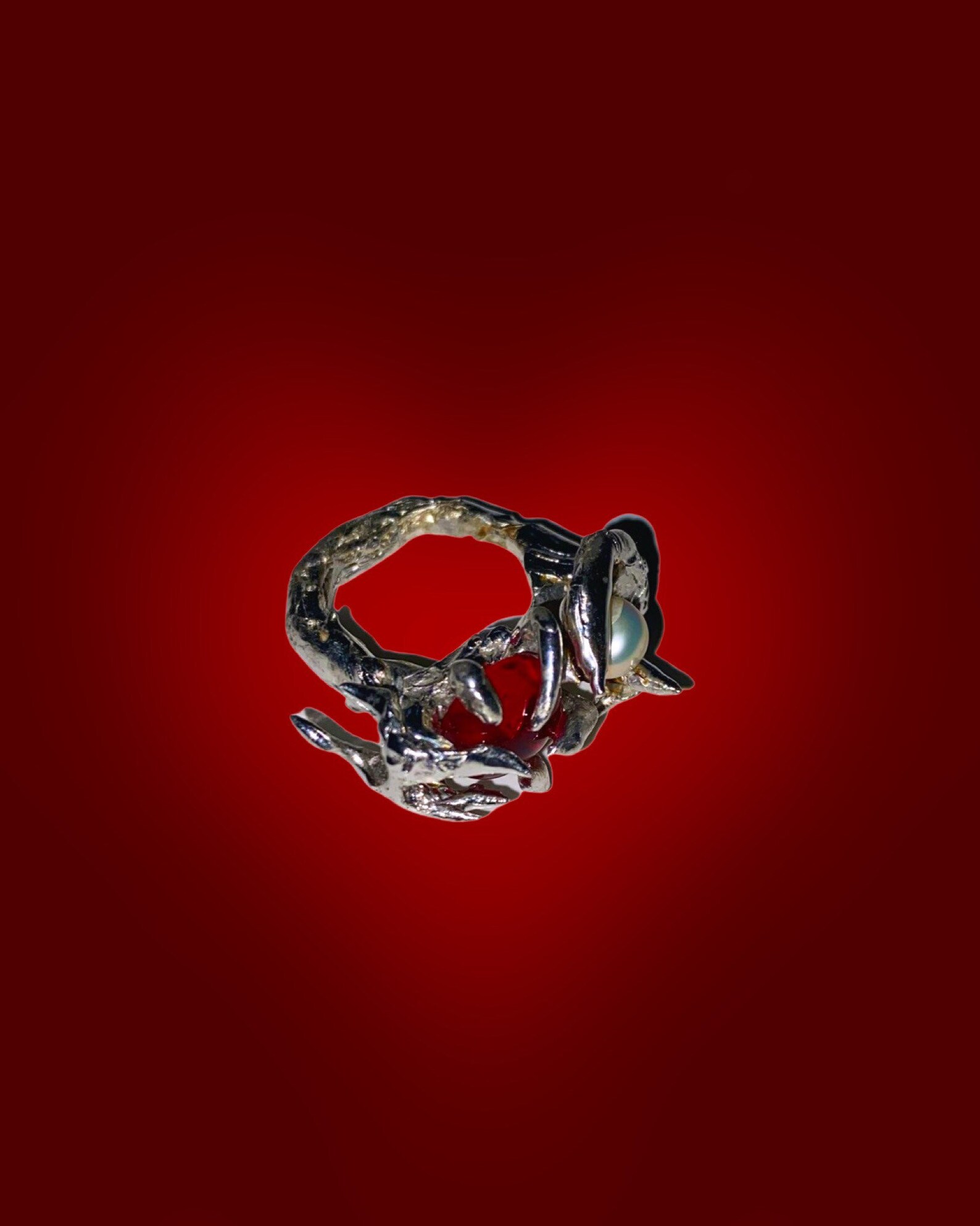 Handmade Gothic Spiky Ring Liquid Metal Horn Ring Abstract Statment ...