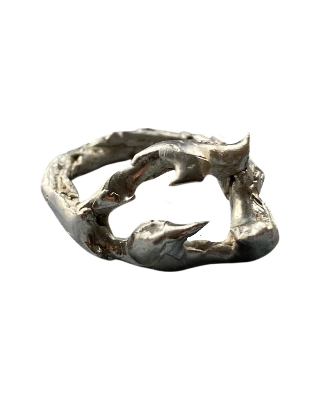 Handmade Gothic Spiky Ring Liquid Metal Horn Ring Abstract Statment ...