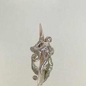 Goblincore Fang Brutalist Ring With Pearl Thorns Melted Metal Ring ...