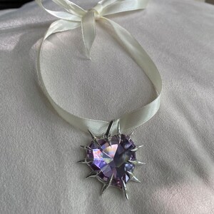 Alt Thorn Heart Necklace Liquid Metal Cybercore Necklace Cyber Necklace ...