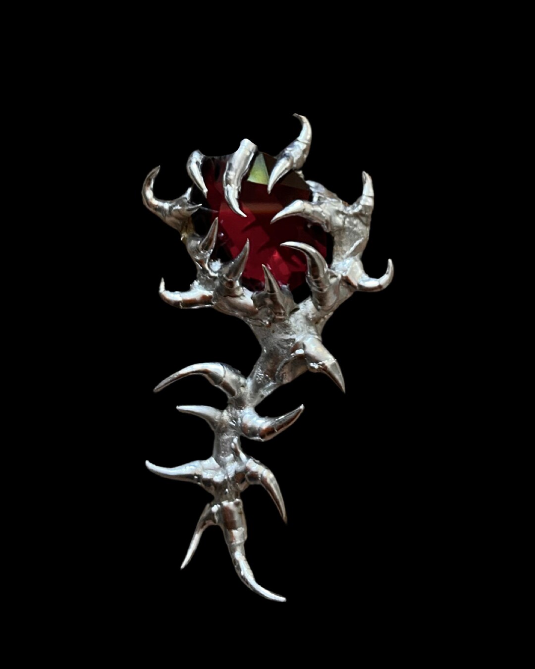 Spiky Rose Flower Pendant on Fuzzy Threads Thorn Vintage Necklace ...