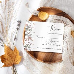 Botanical RSVP Card Template, Printable RSVP Card, B001 - Etsy