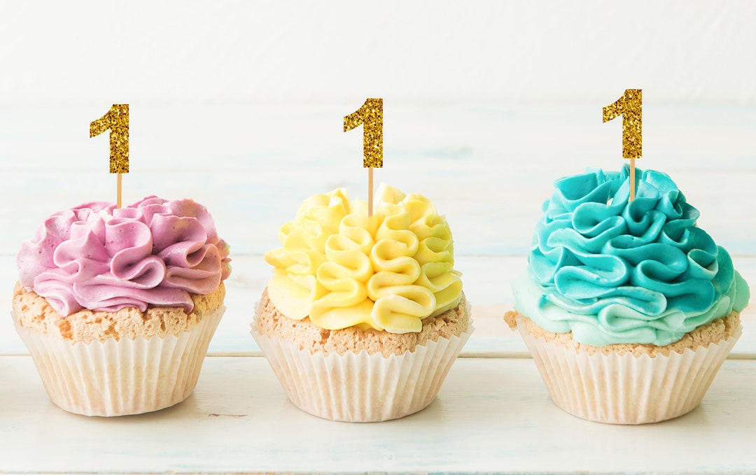 1st Birthday Cupcake Toppers | Number One Cupcake Picks | Cake Smash ...