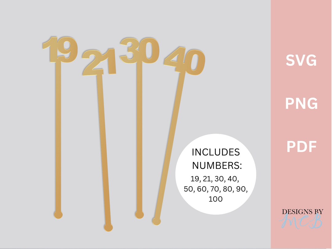 Number Drink Stirrer Laser Cut File - Swizzle Stick - DIGITAL FILE ...