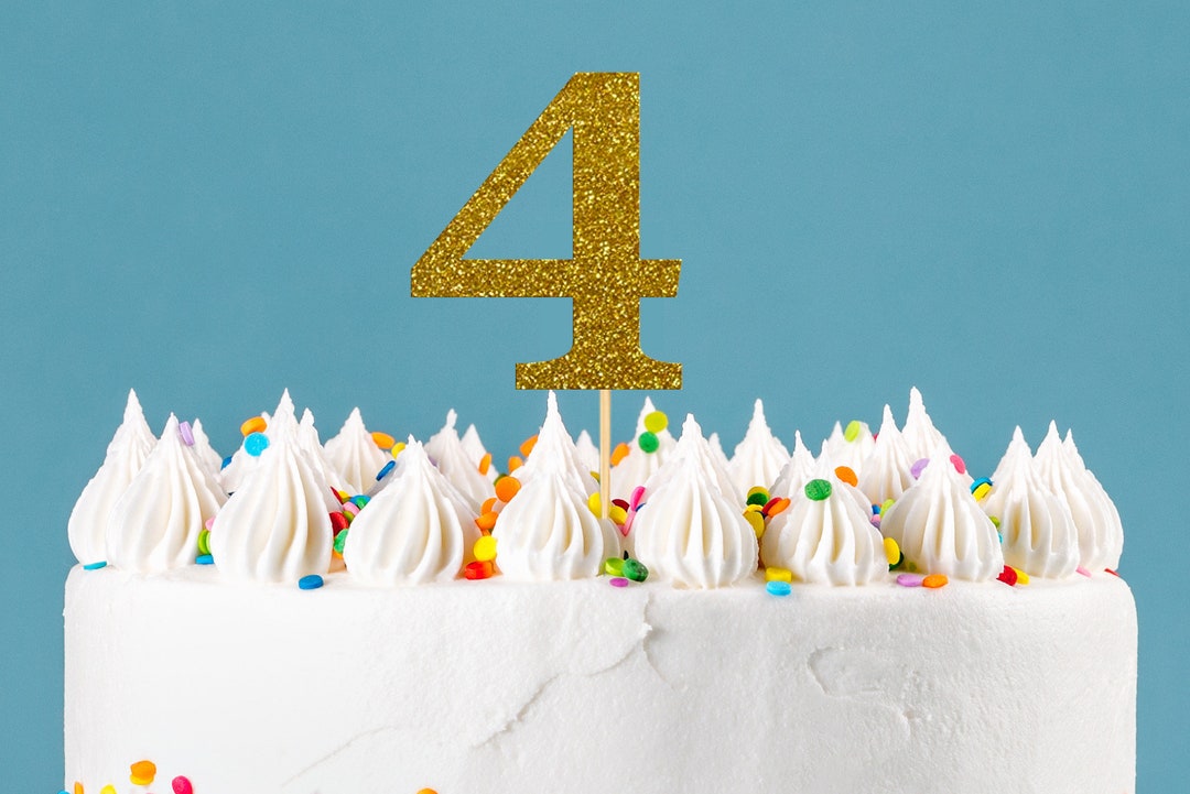 Number Four Cake Topper for Fourth Birthday and Fourth Anniversary ...