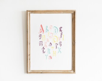 Alphabet Poster, ABC Printable, Pastel Alphabet Wall Art, Printable ...