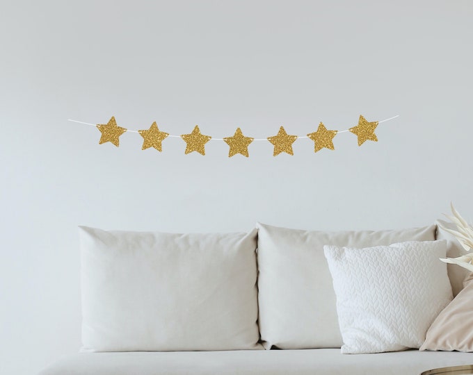 Extra Long Gold Star Banner, Gold Stars Banner, Twinkle Twinkle Little ...