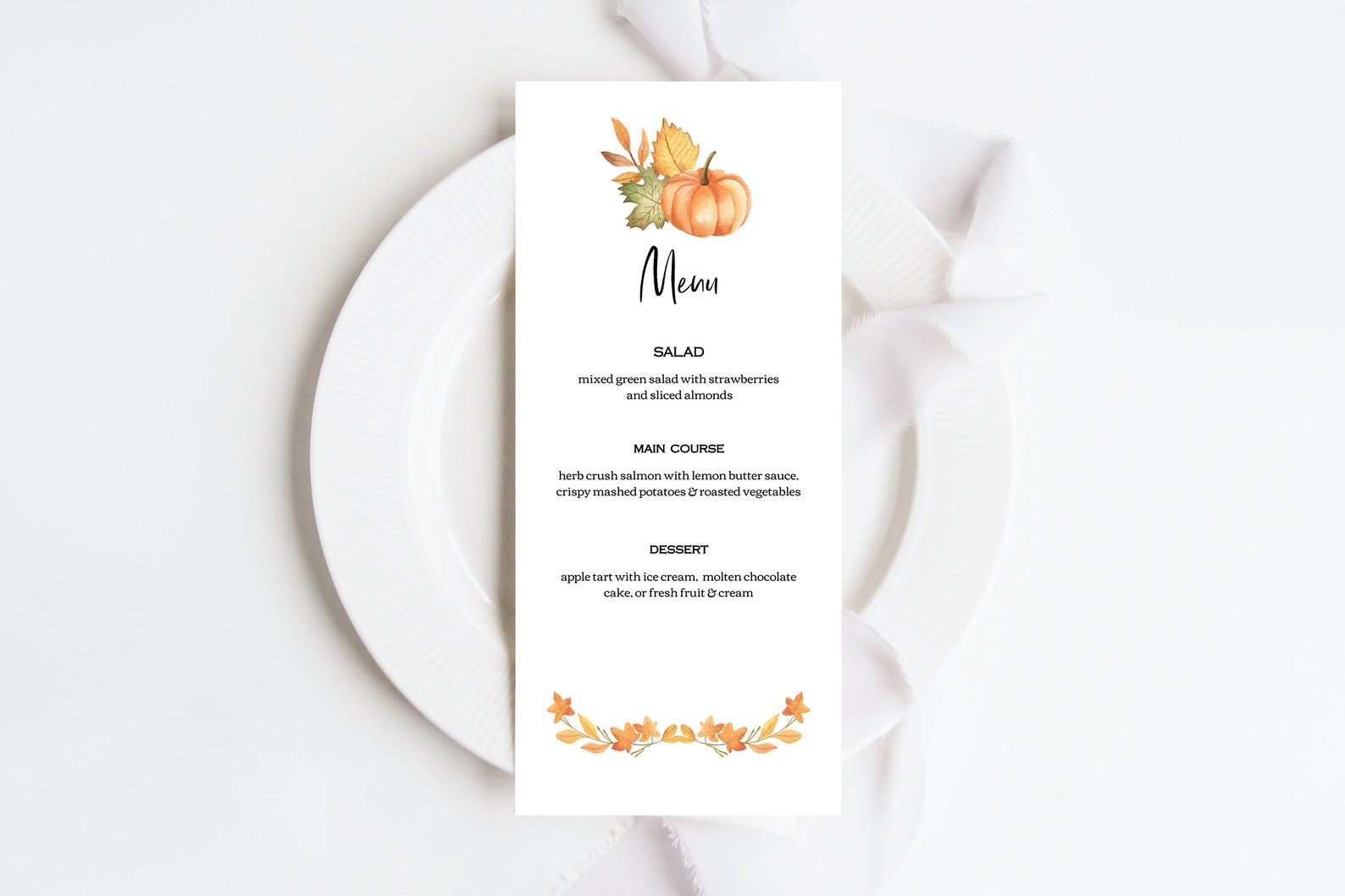 Thanksgiving Editable Menu Template Autumn Menu Card | Etsy