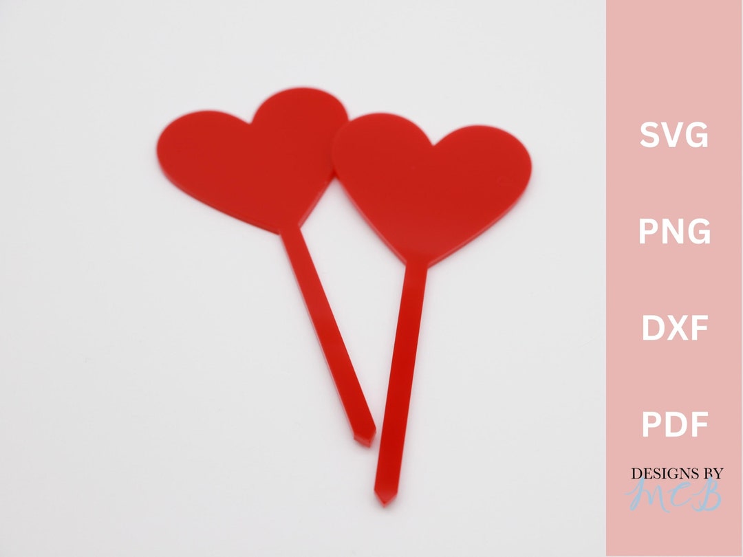 Valentine's Heart Cupcake Topper DIGITAL FILE for Laser Cutters - Dxf ...