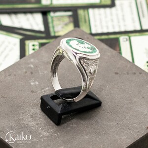 MTG Signet Ring Forest Green Mana Reconstituted Natural Stone 925 ...