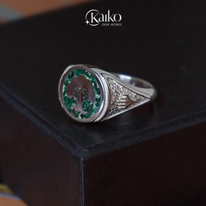 MTG Signet Ring Forest Green Mana Reconstituted Natural Stone 925 ...