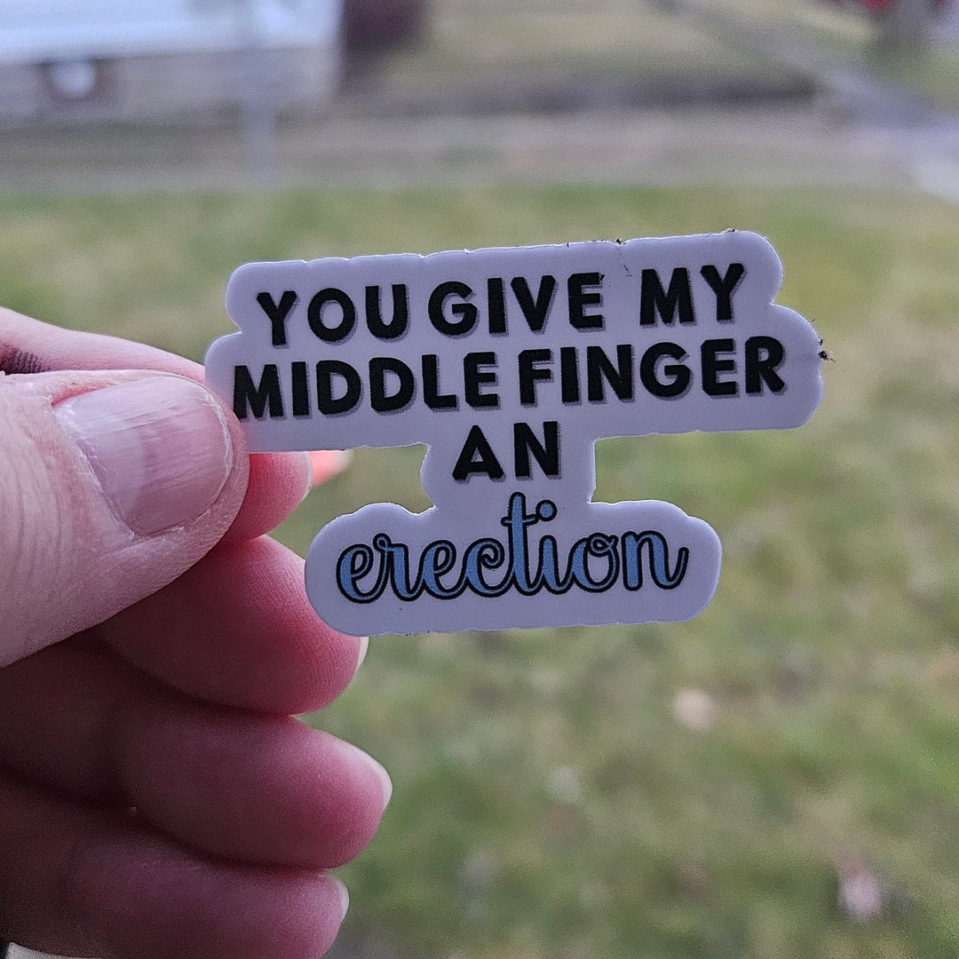 You Give My Middle Finger an Erection Sticker, Waterproof Sticker ...