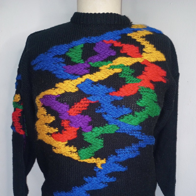 90s Colorful Sweater - Etsy