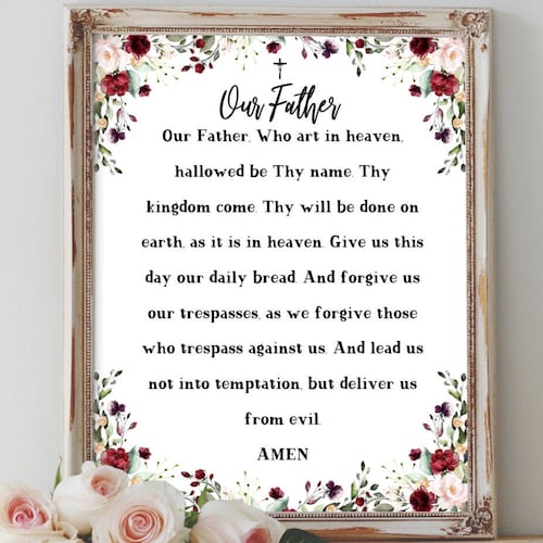 Our Father Prayer Printable Wall Art Catholic Lords Prayer | Etsy