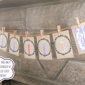 Advent Candle Wreath Banner With Vintage Annunciation & Nativity - St ...