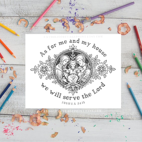 Vintage Holy Family Coloring Page Catholic Digital Download | Etsy