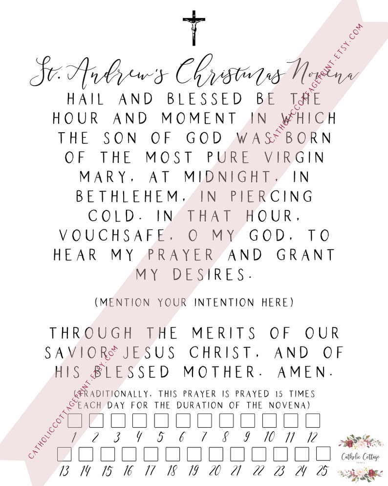 St. Andrew's Christmas Novena Novena Tracker Catholic - Etsy