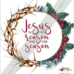 Christmas Card Printable - Jesus is the Reason for the Season Wreath ...
