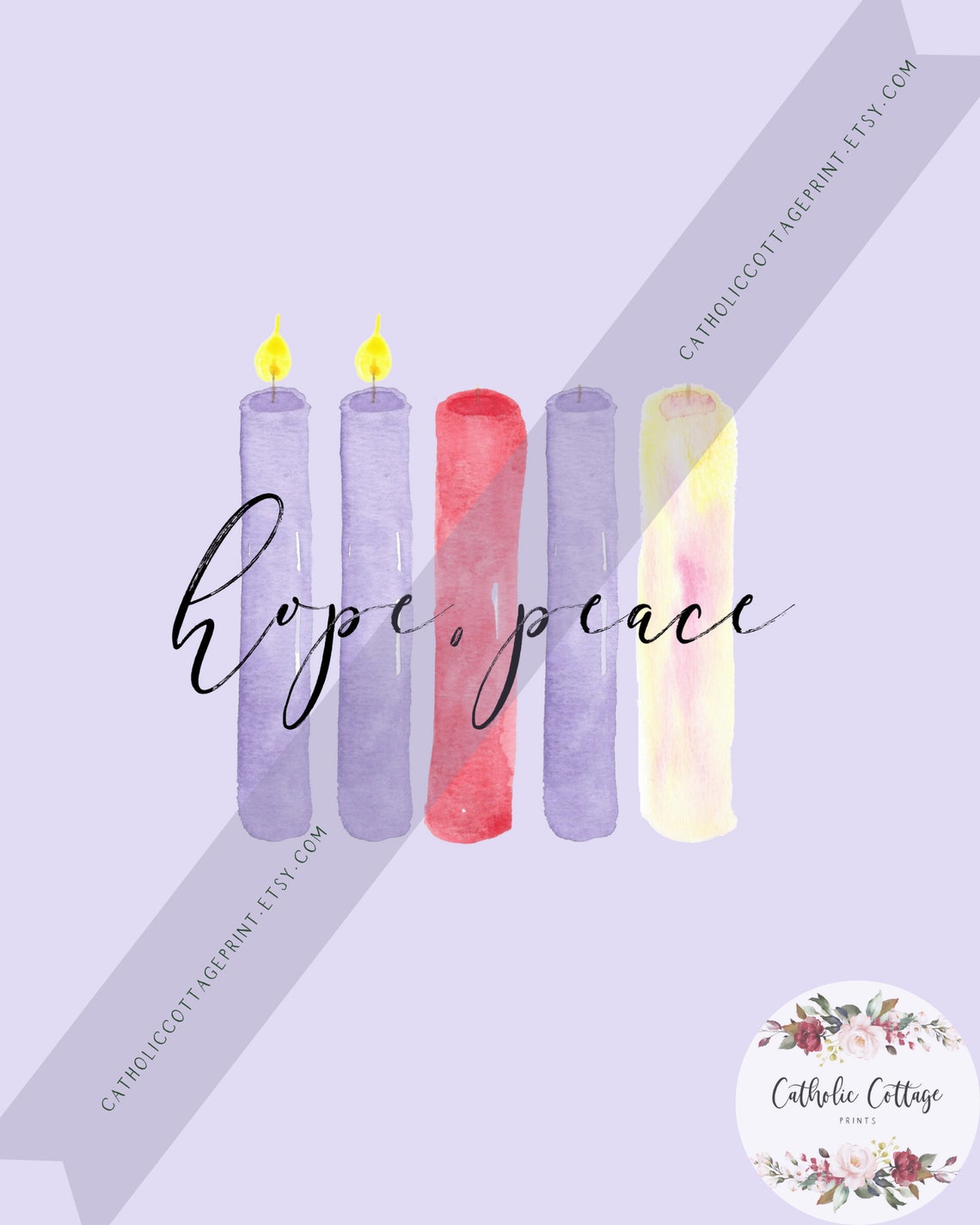 Advent Candlesticks Printable With Words - Hope, Peace, Joy, Love ...